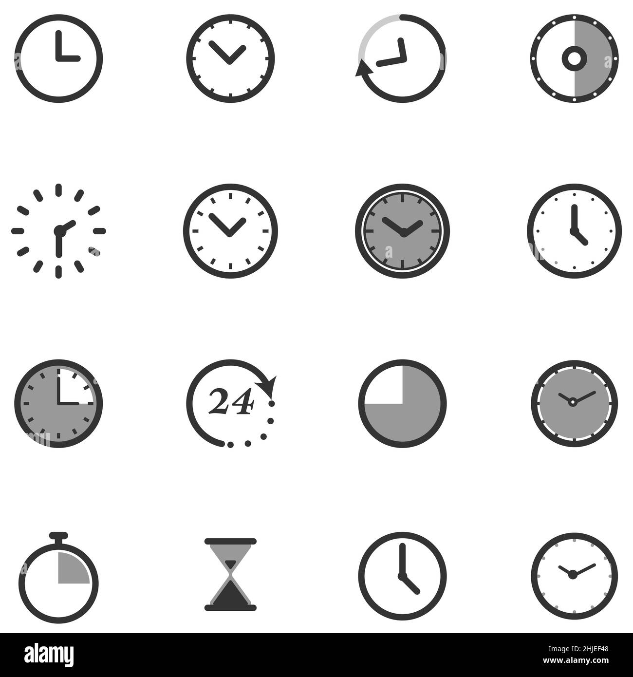 Set of clock thin line icon. Perfect circle timer symbol 640x640x ...