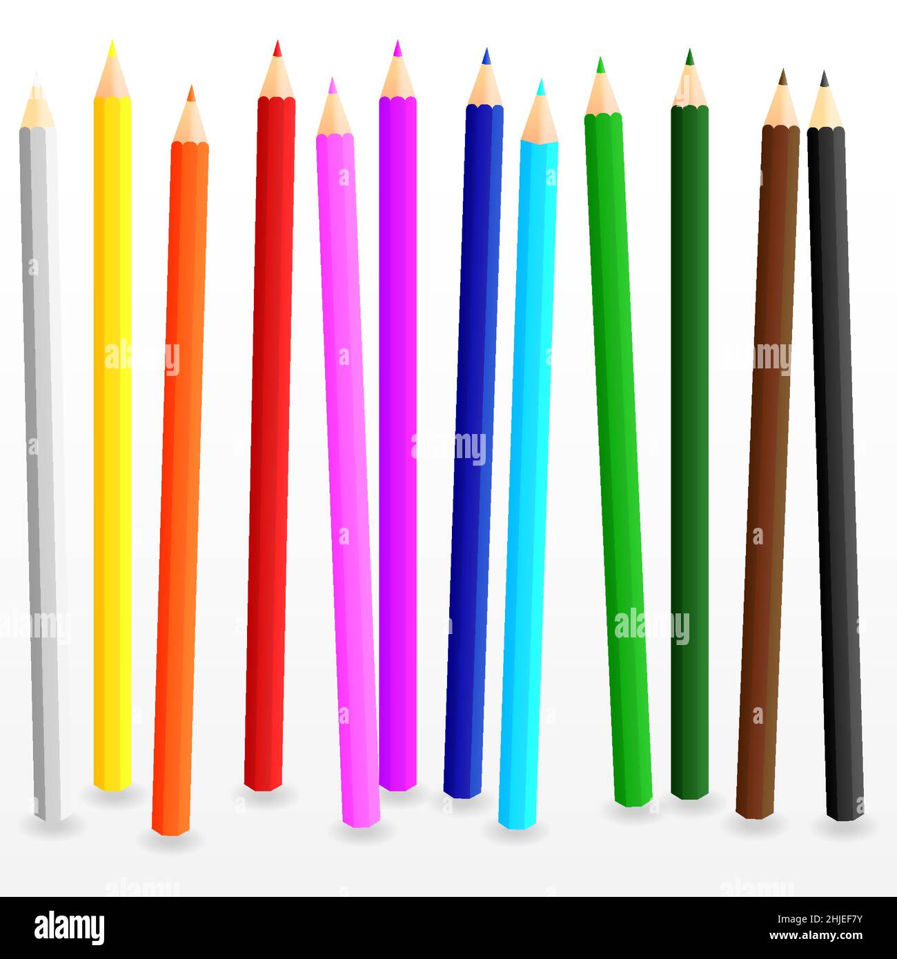 Set of colored pencil collection. Crayons vector on transparent ...