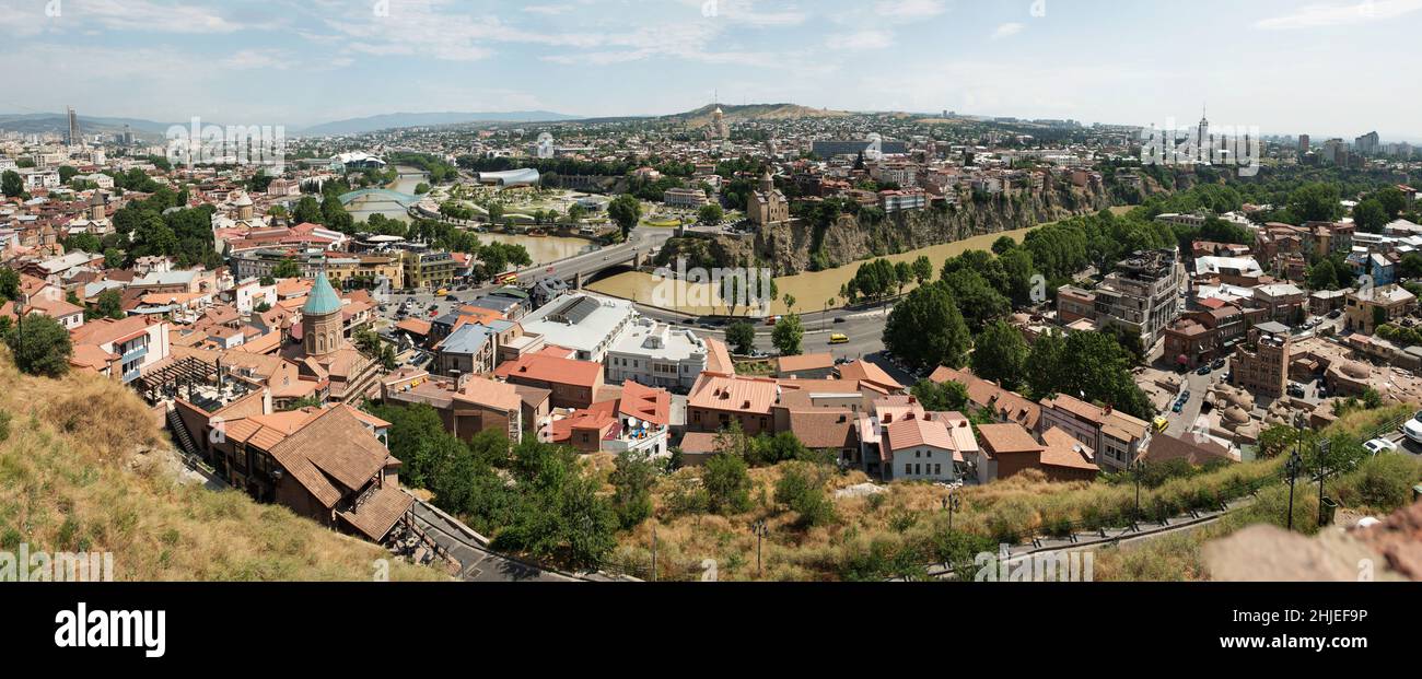 View of the old houses of Tbilisi in Georgia - panorama Stock Photo - Alamy
