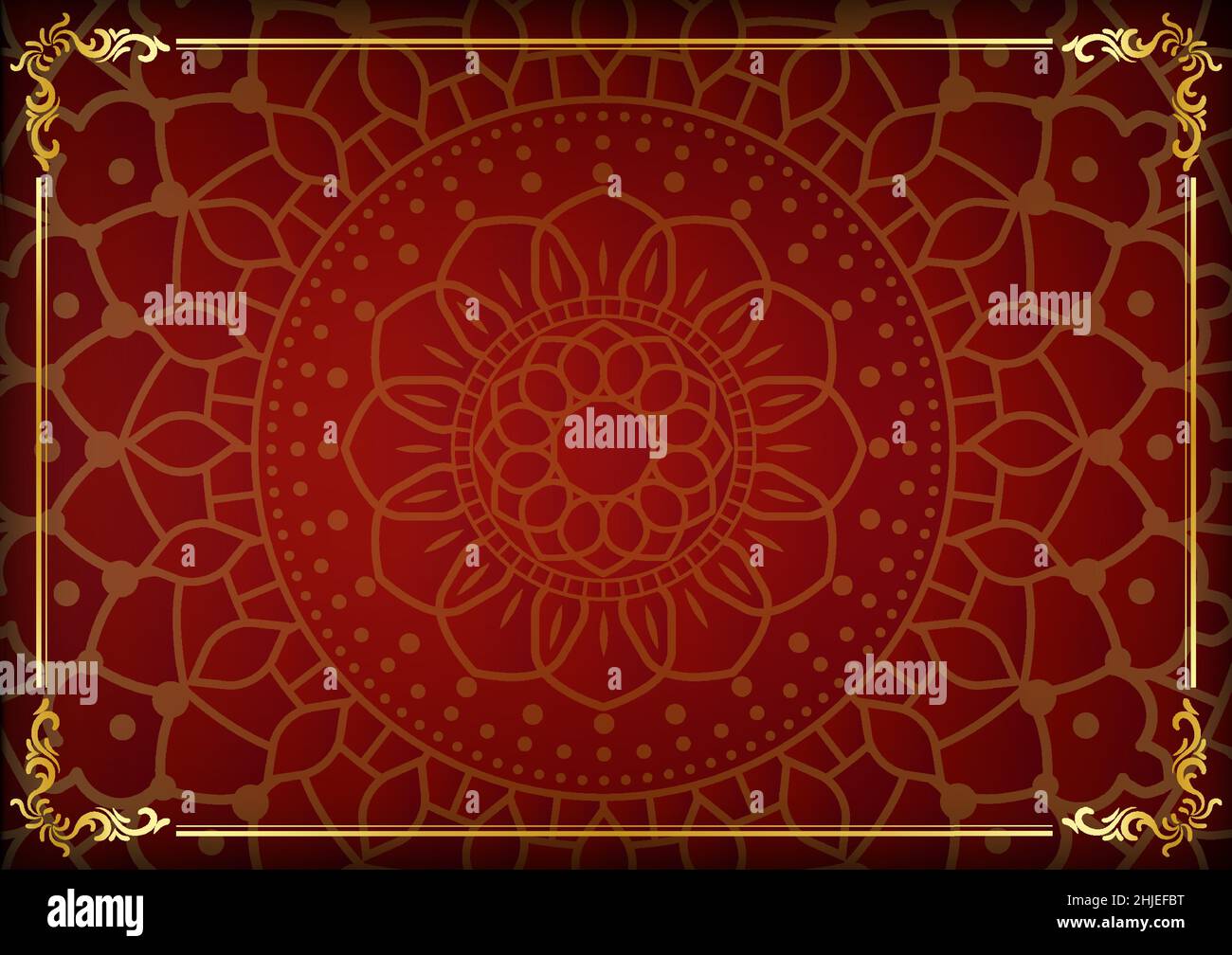 Art of traditional Indian geometric. Red luxury mandala graphic ...