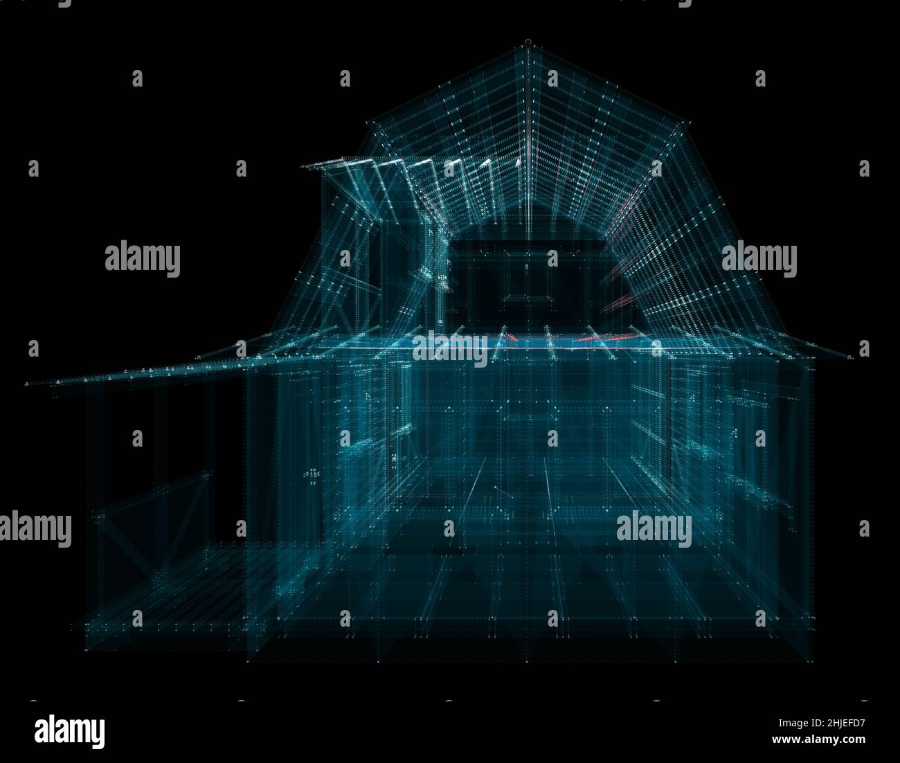 3D Digital house of particles Stock Photo - Alamy