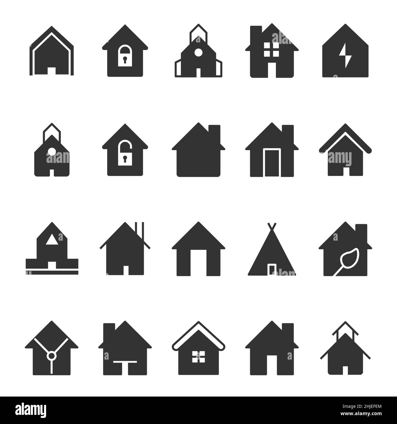 Set of home icon, Thin solid shape of house vector Stock Vector Image ...