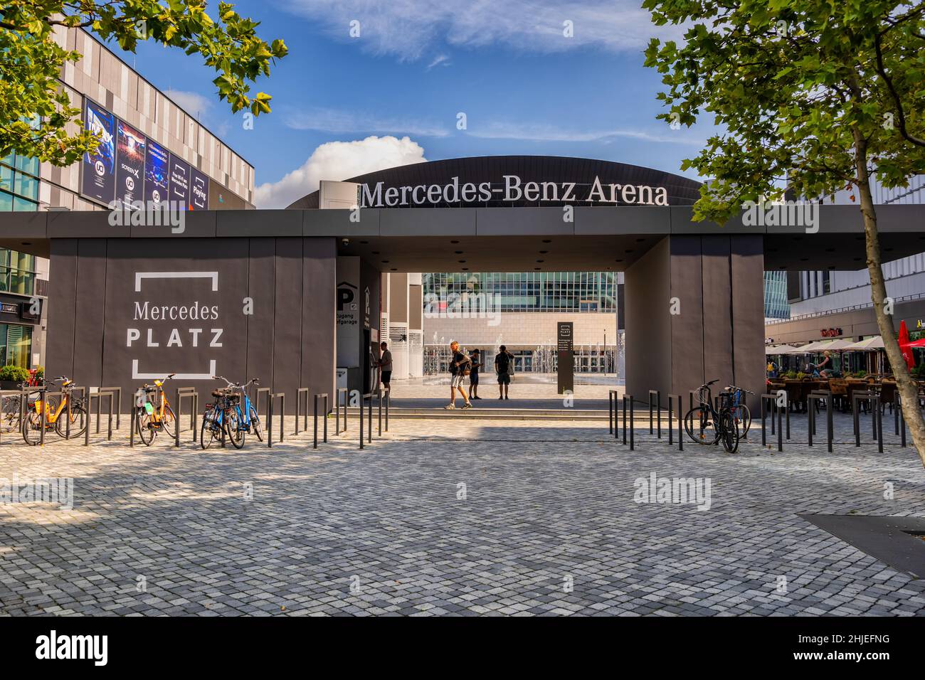 Berlin, Germany, the Mercedes-Benz Arena and Mercedes Platz city square ...