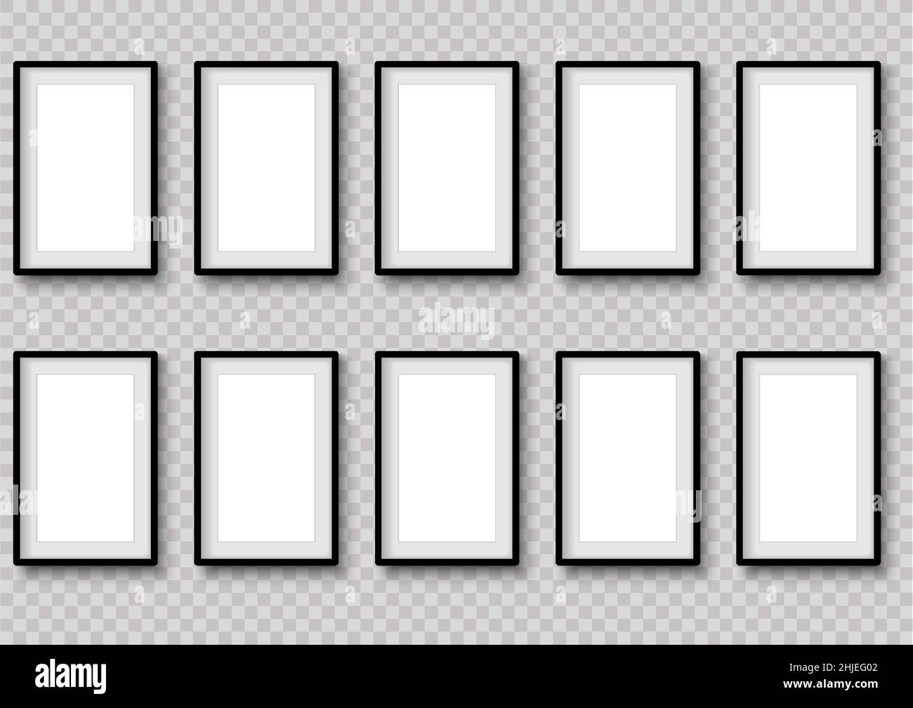 Vertical black photo frame object. 10 Mock up for composition object ...