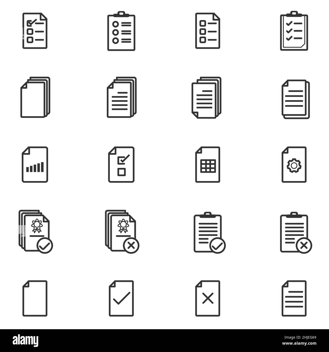 Business document sheet checklist icon. Thin stroke simple graphic ...