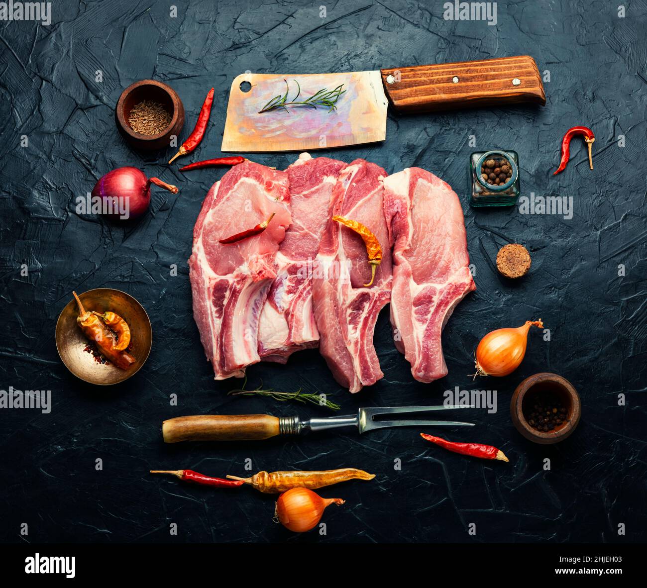 Fresh pork meat for cooking. Pork loin Stock Photo - Alamy