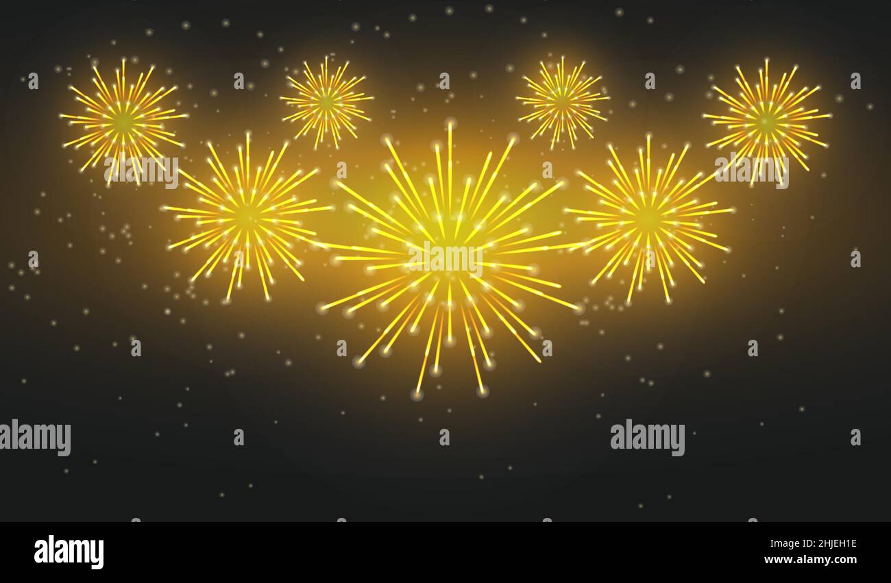 Fireworks shining sparks. Fireworks explosions object for festival ...