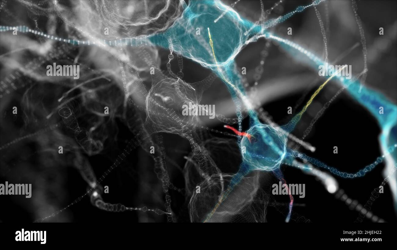 Neuronal network of neuron cells. 3D illustration Stock Photo - Alamy