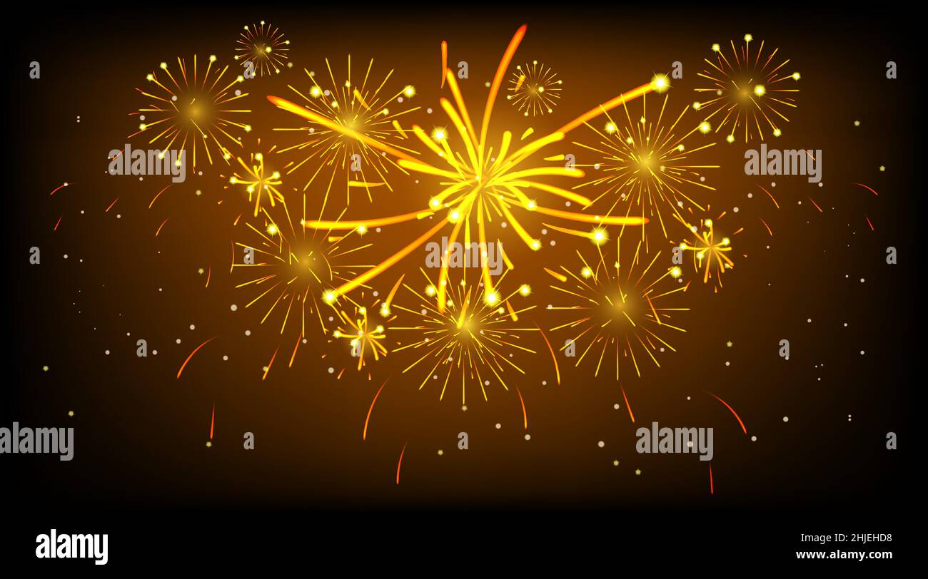 Fireworks shining sparks. Fireworks explosions object for festival ...