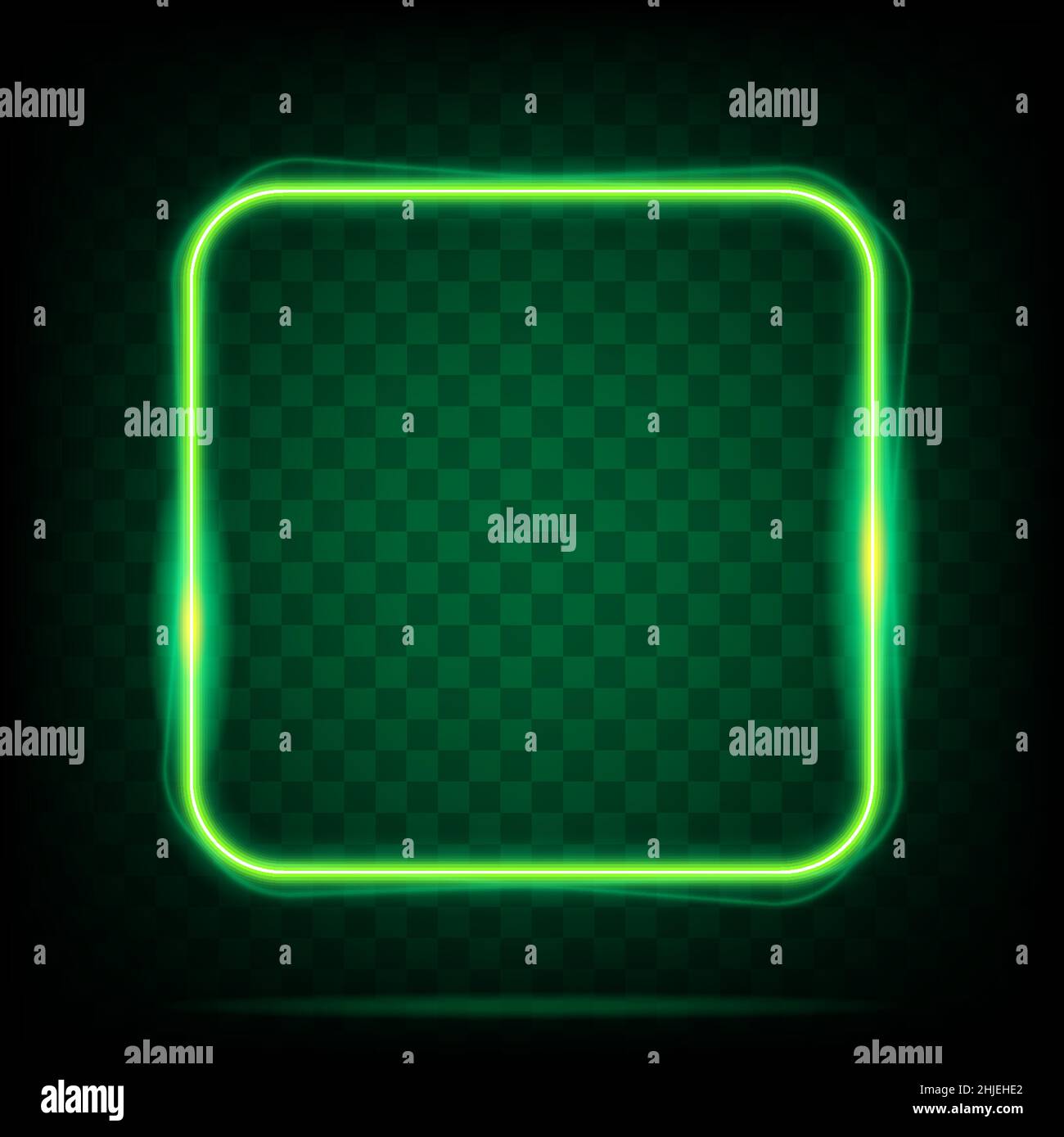 Neon light square banner. Glowing frame isolated on transparent ...