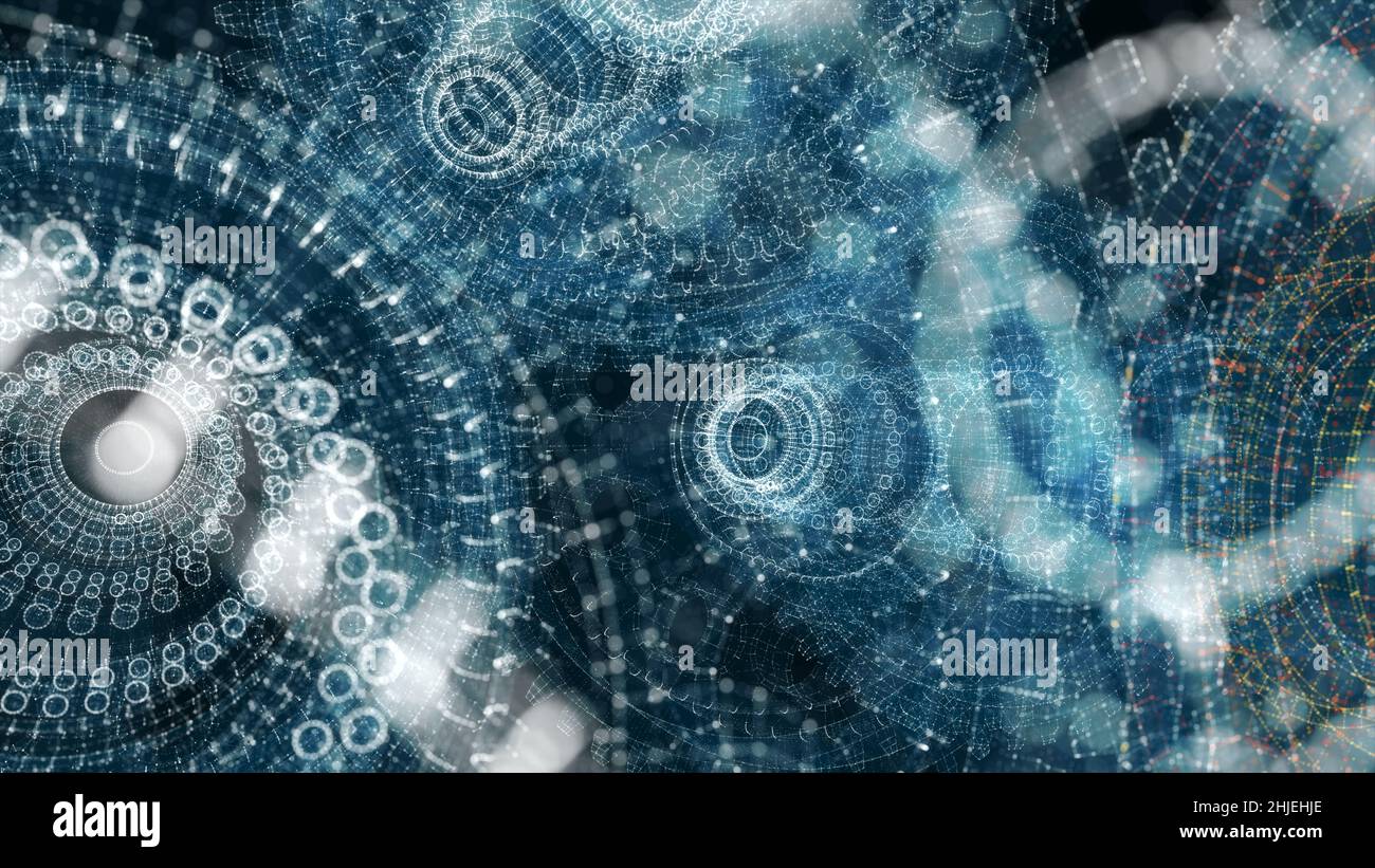Digital Gearbox Hologram. Industrial and Technology Concept Stock Photo ...
