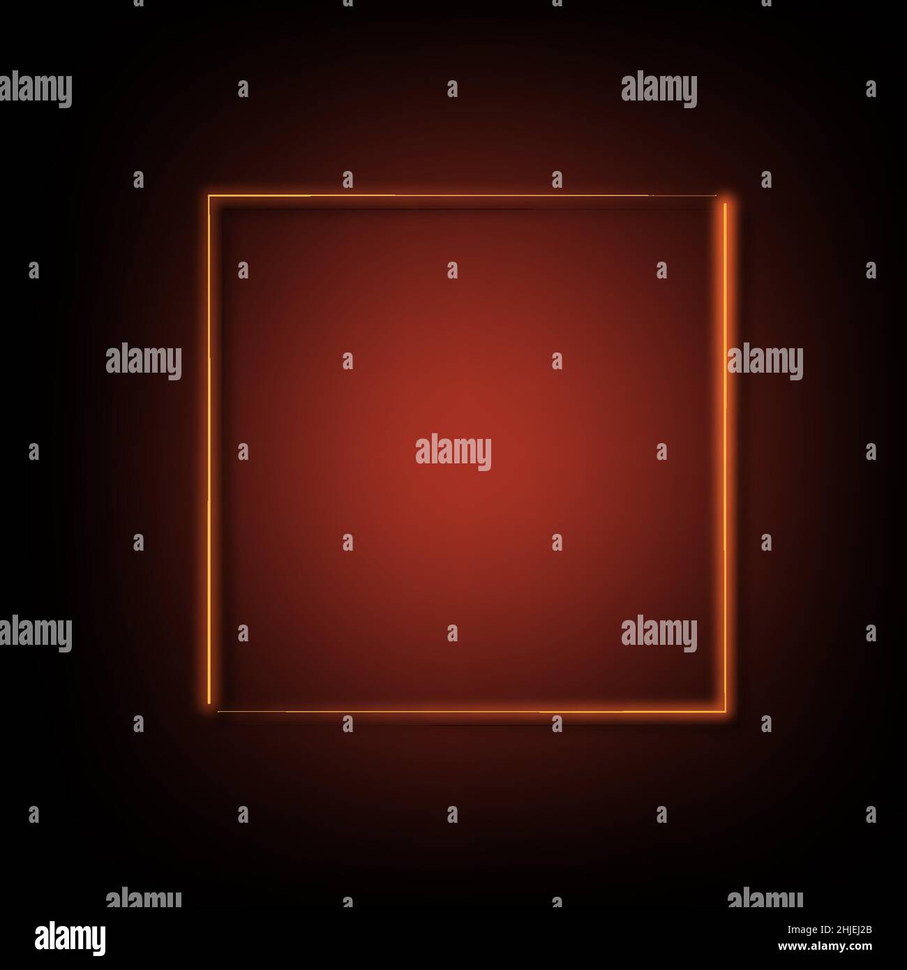 Neon border frame. Orange glowing isolated line on transperency with ...