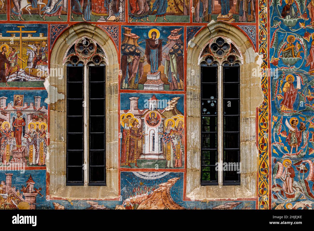 Paintings of the monastery of Humor in Romania Stock Photo - Alamy
