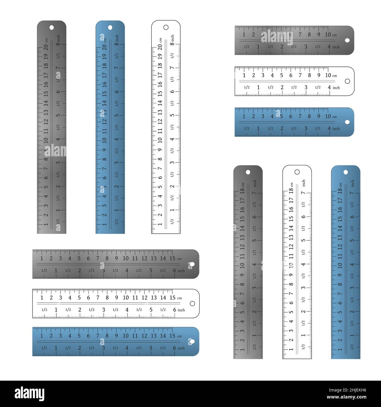 Metal and plastic straight rulers set vector illustration Stock Vector ...