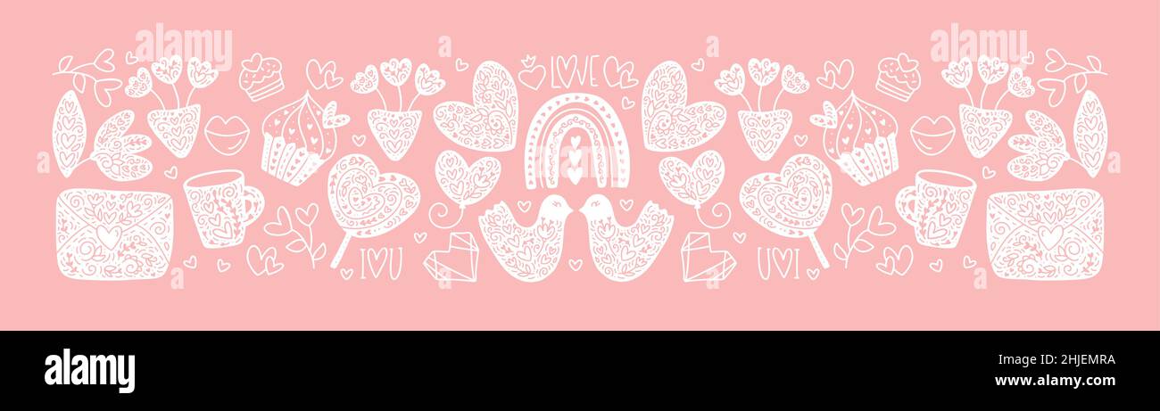 Vector Floral love vintage valentine rectangle poster. Romantic bouquet ...