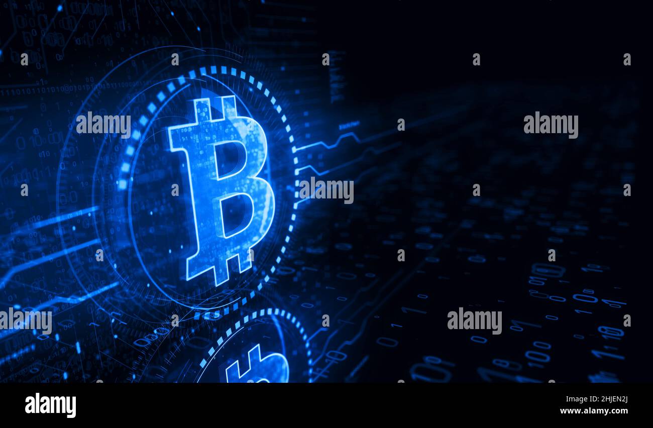 Bitcoin blockchain crypto currency and digital money symbol digital ...