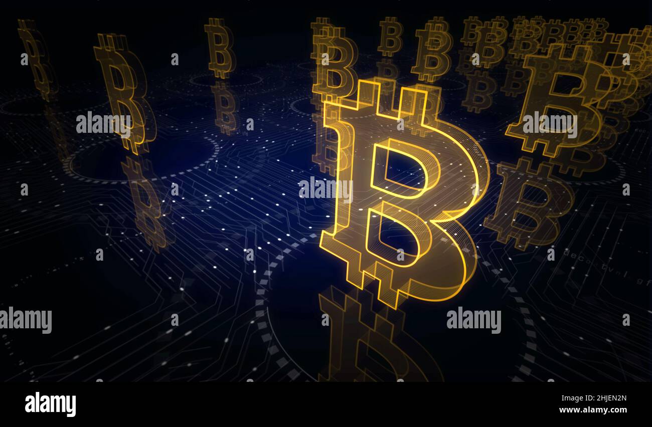 Bitcoin blockchain crypto currency and digital money symbol digital ...