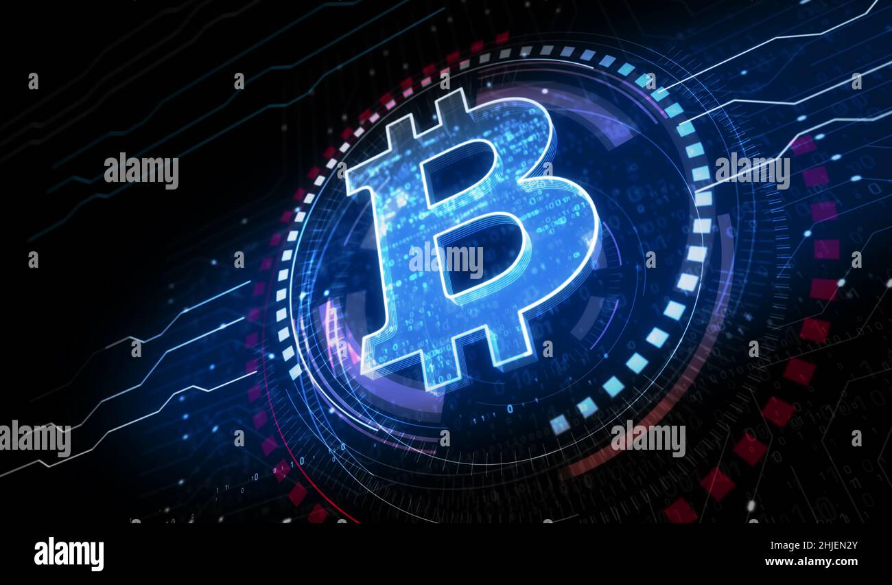 Bitcoin blockchain crypto currency and digital money symbol digital ...