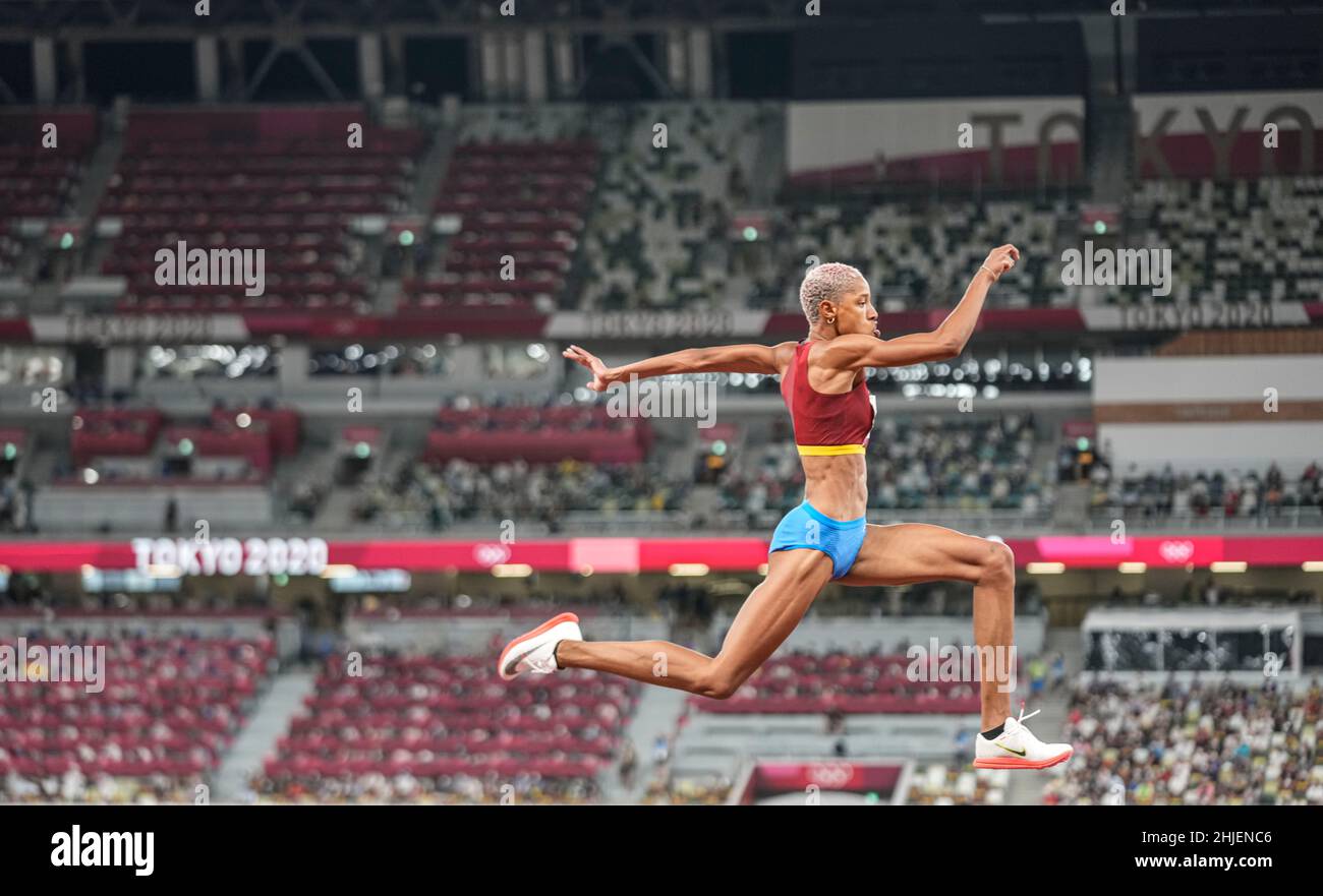 Yulimar Rojas competing in the Triple Jump at the 2020 Tokyo Olympics ...