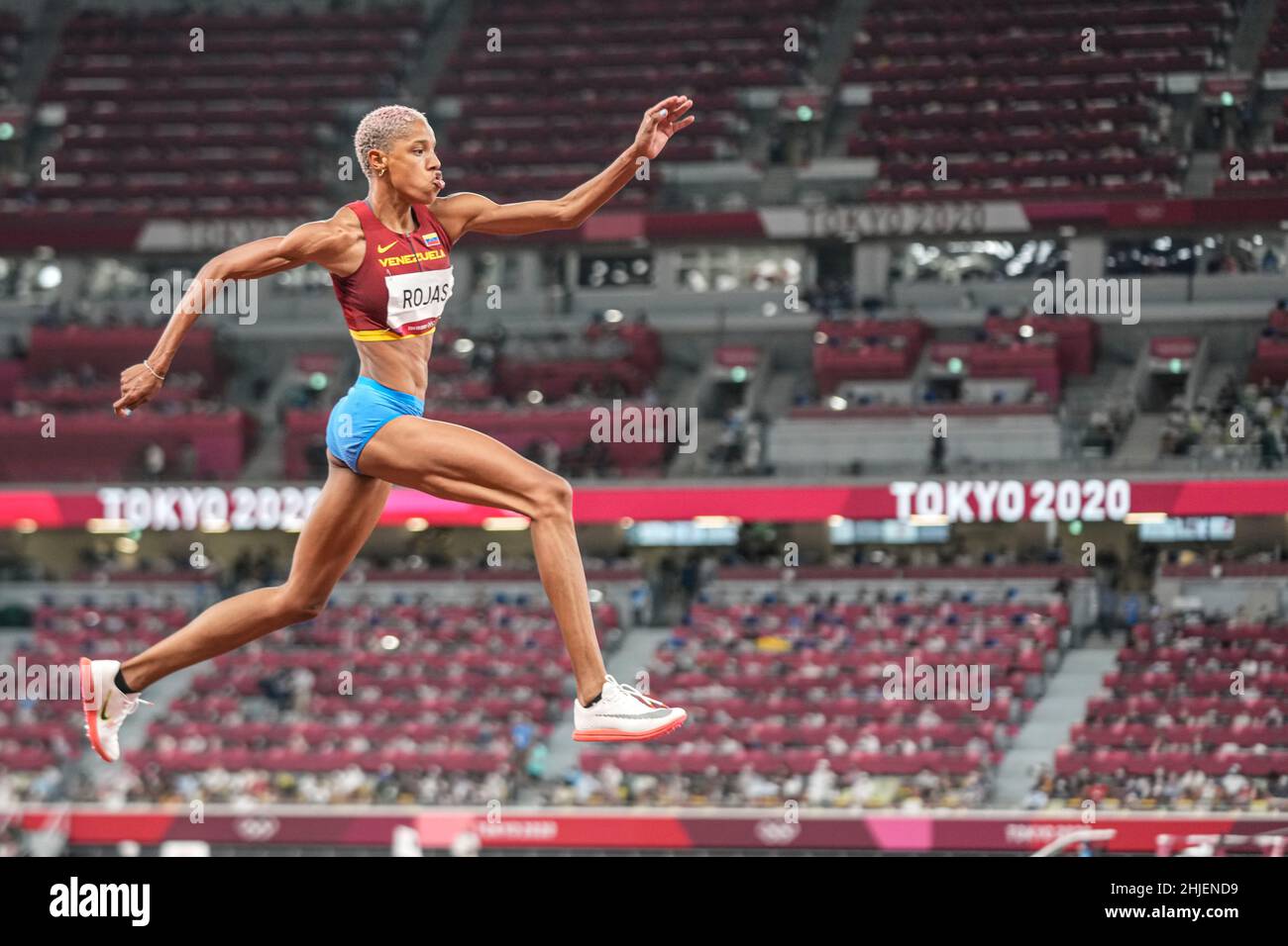 Yulimar Rojas competing in the Triple Jump at the 2020 Tokyo Olympics ...