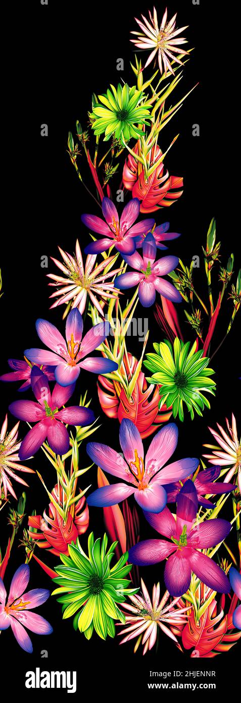 flowers floral design textile digital print Stock Photo - Alamy