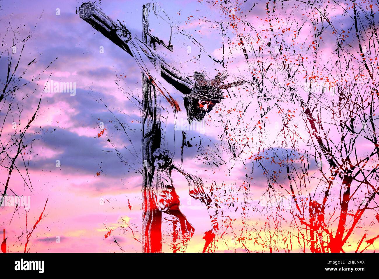 Jesus Christ on the cross on Mount Calvary Stock Photo - Alamy