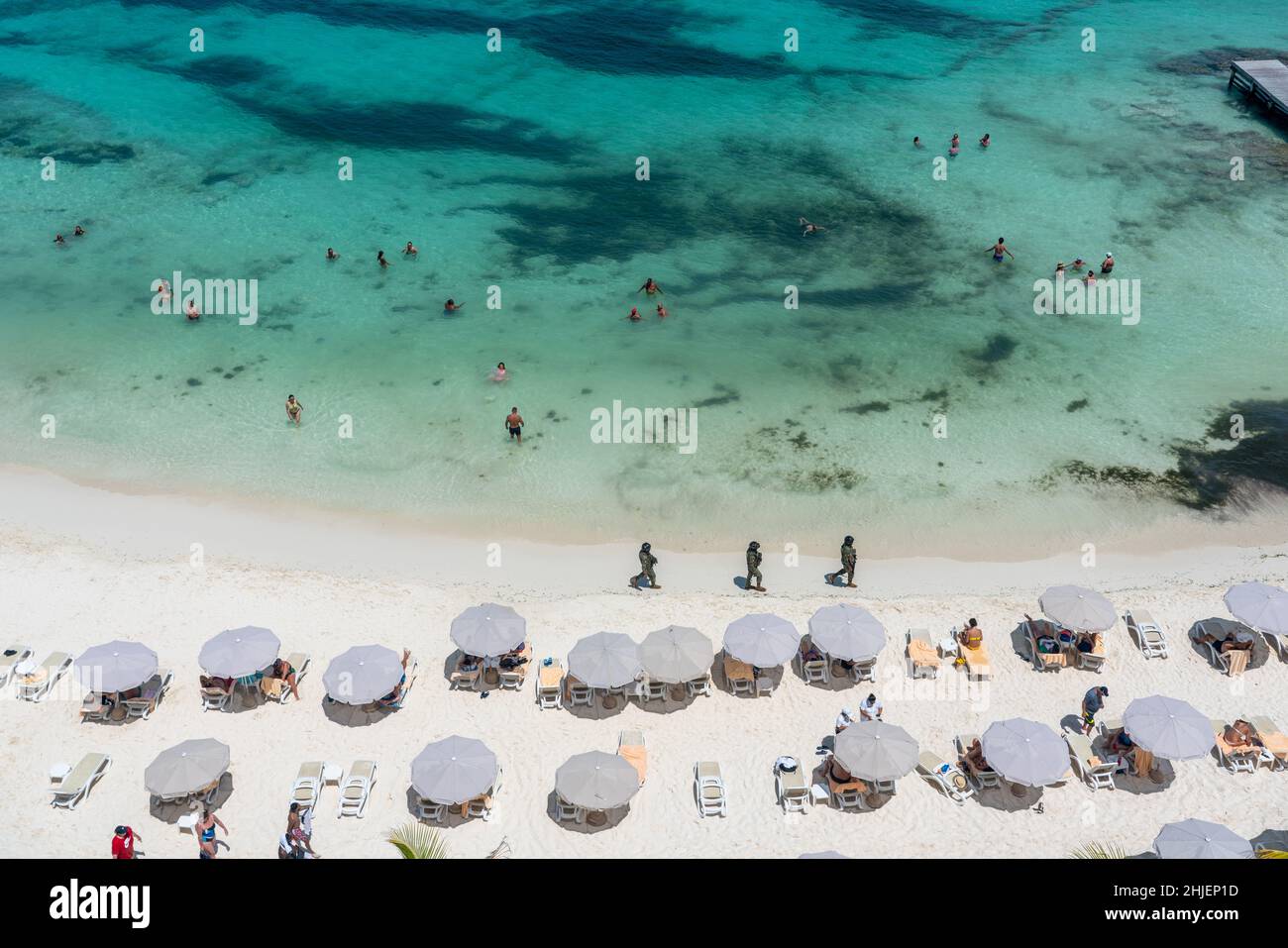 Cancun, Mexico - September 15, 2021. Marina soldiers of Mexican army ...