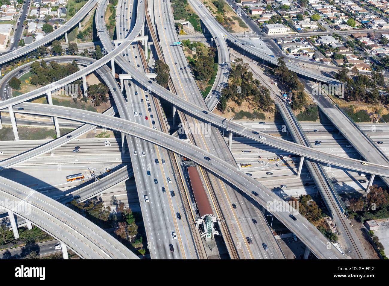 Century Harbor Freeway intersection junction Highway roads traffic ...