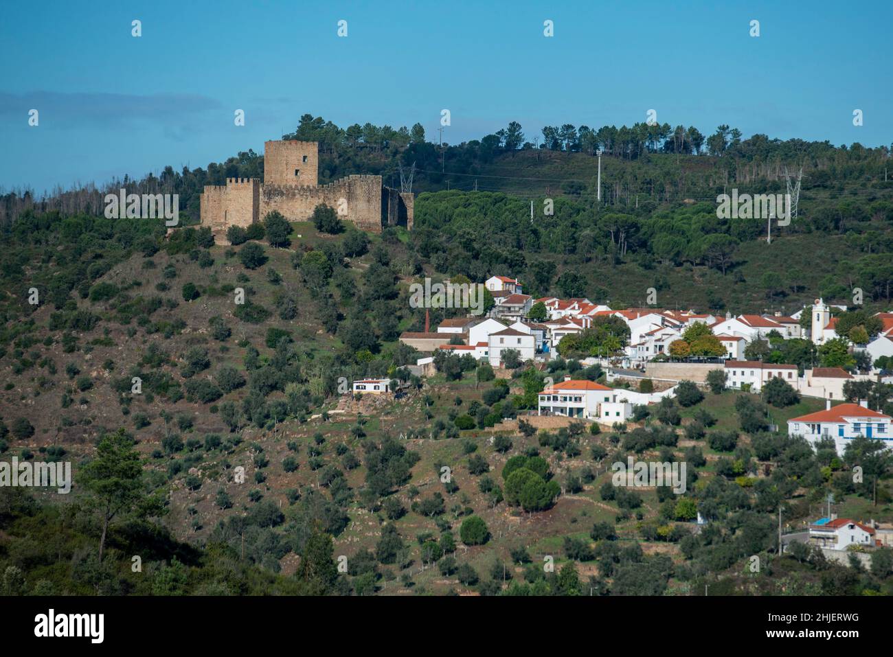 the Castelo de Belver in the Town of Belver at the Rio Tejo in Alentejo ...