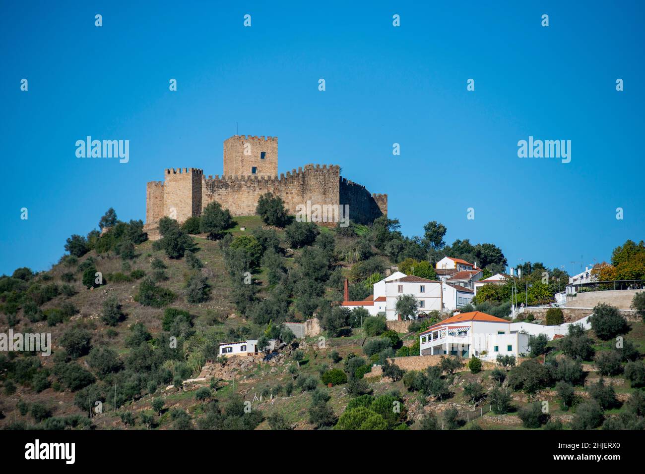 the Castelo de Belver in the Town of Belver at the Rio Tejo in Alentejo ...