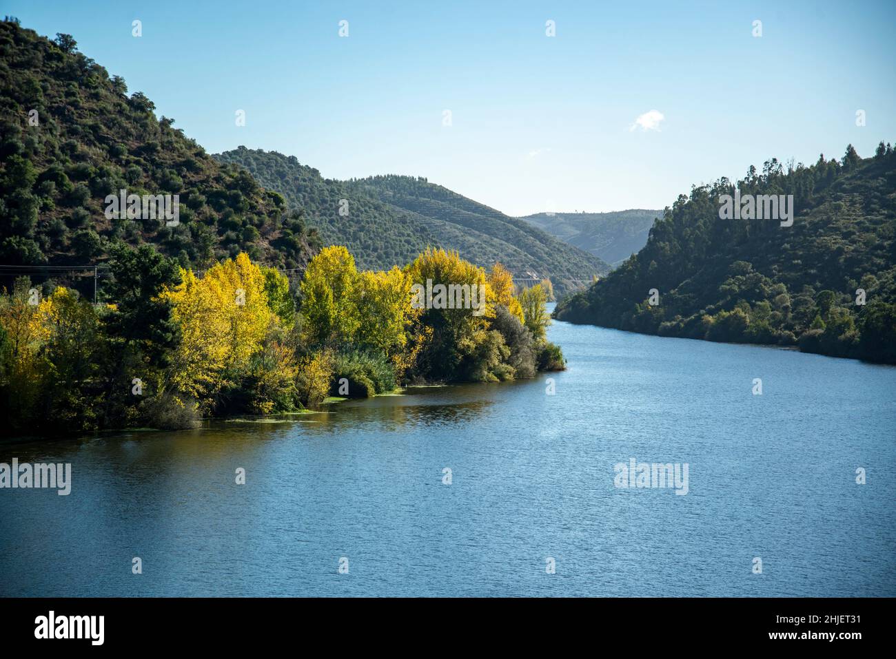The landscape with the Rio Tejo at the Town of Belver in Alentejo in ...