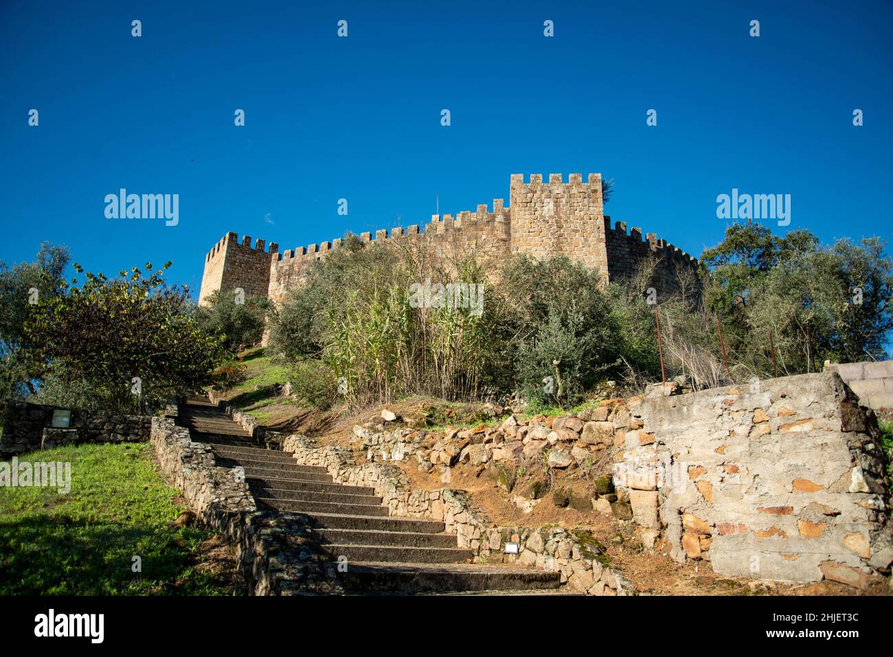 the Castelo de Belver in the Town of Belver at the Rio Tejo in Alentejo ...