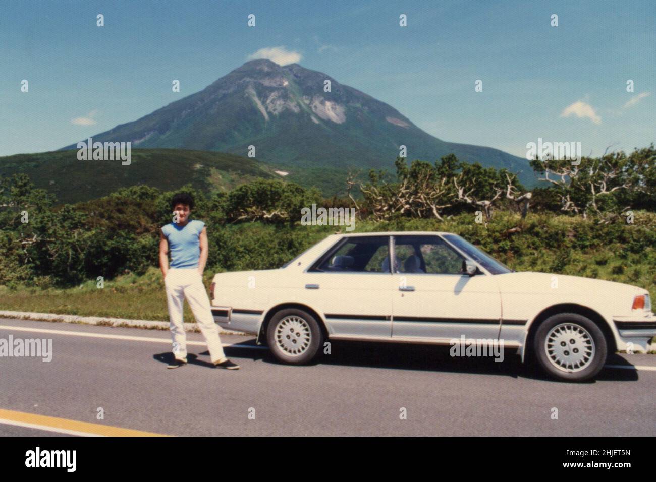 Man Portrait with Toyota Car Chaser. Scanned Copy of Archival Photo ...