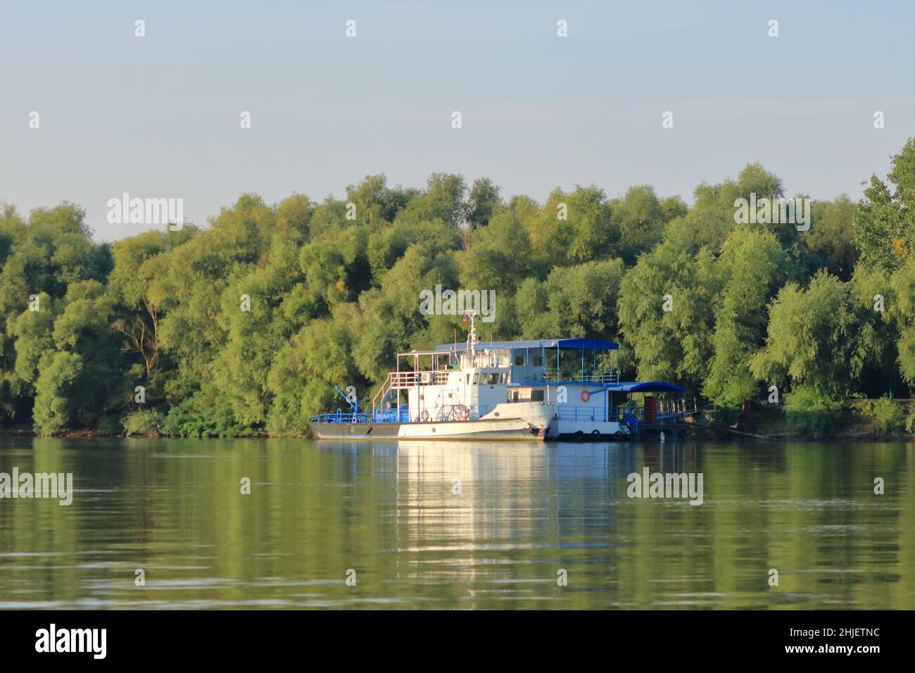Boat for tourists in Danube Delta in Romania Stock Photo - Alamy