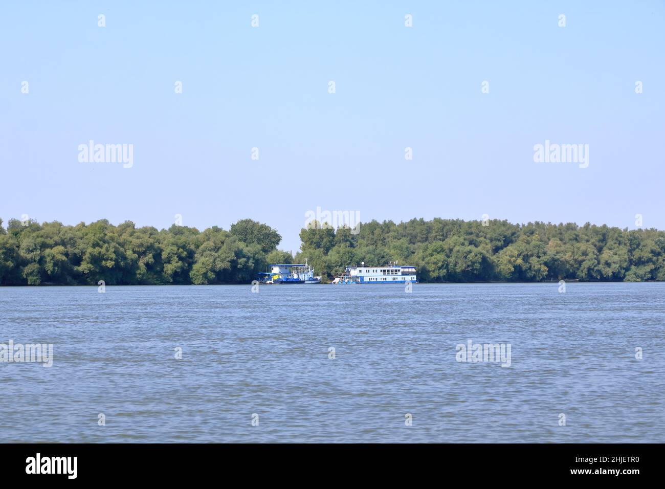 Boat for tourists in Danube Delta in Romania Stock Photo - Alamy