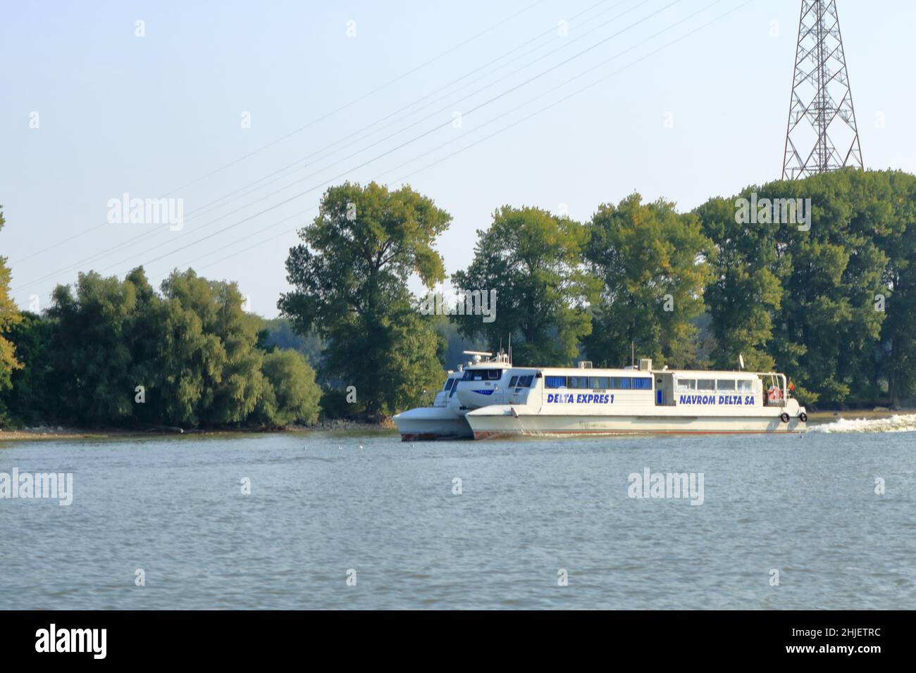 Boat for tourists in Danube Delta in Romania Stock Photo - Alamy