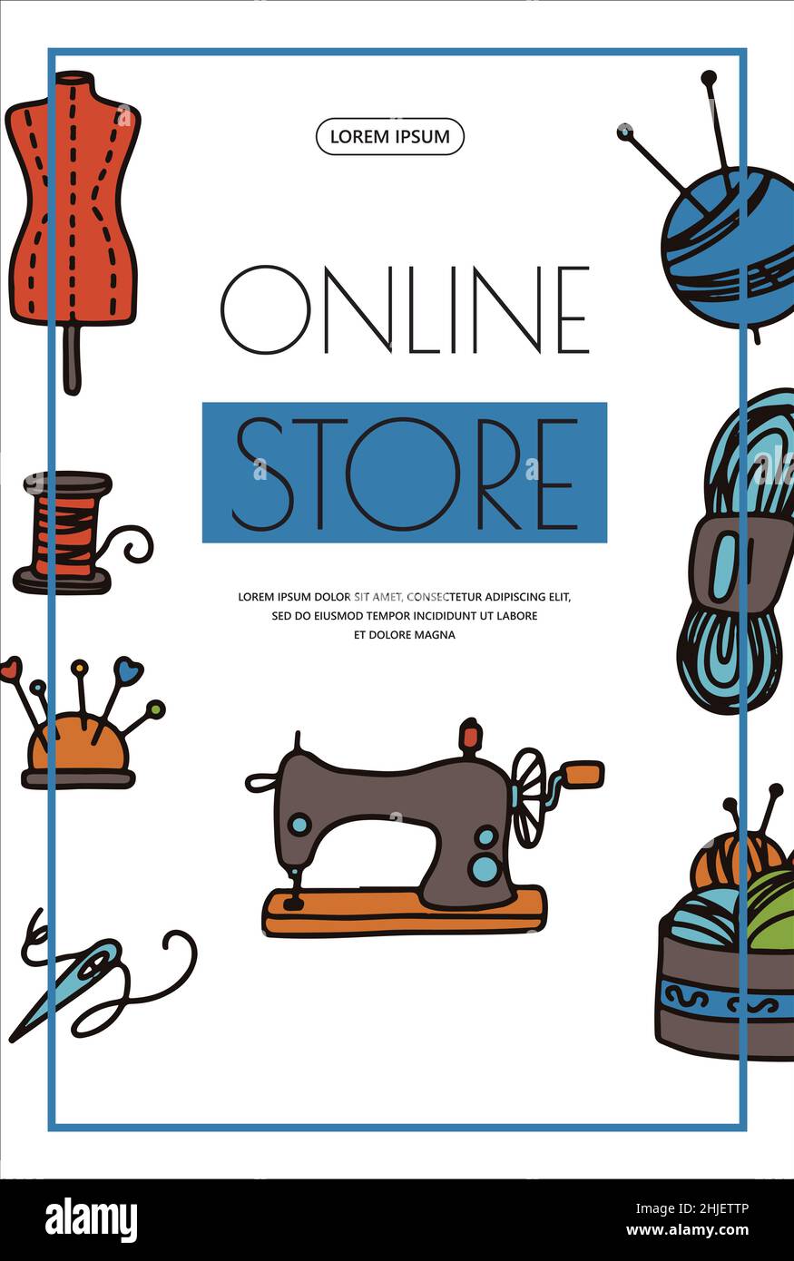 Vector doodle sewing banners. Vector sewing store sale, tailor studio ...