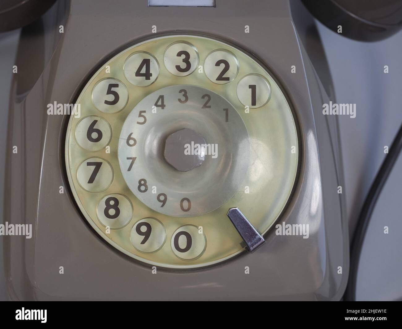 Vintage grey rotary dial analog landline telephone Stock Photo - Alamy