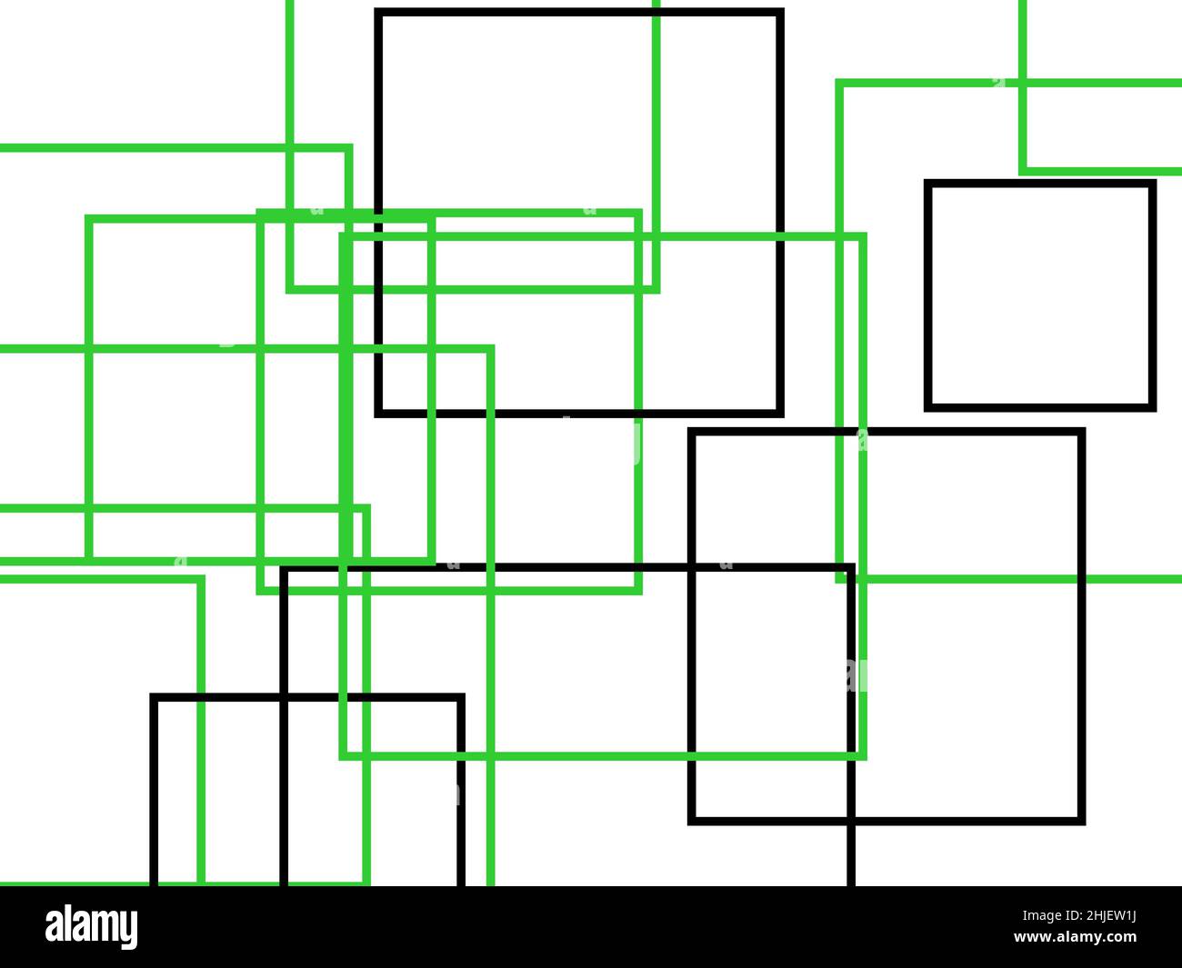 Abstract minimalist green grey illustration with squares and white ...