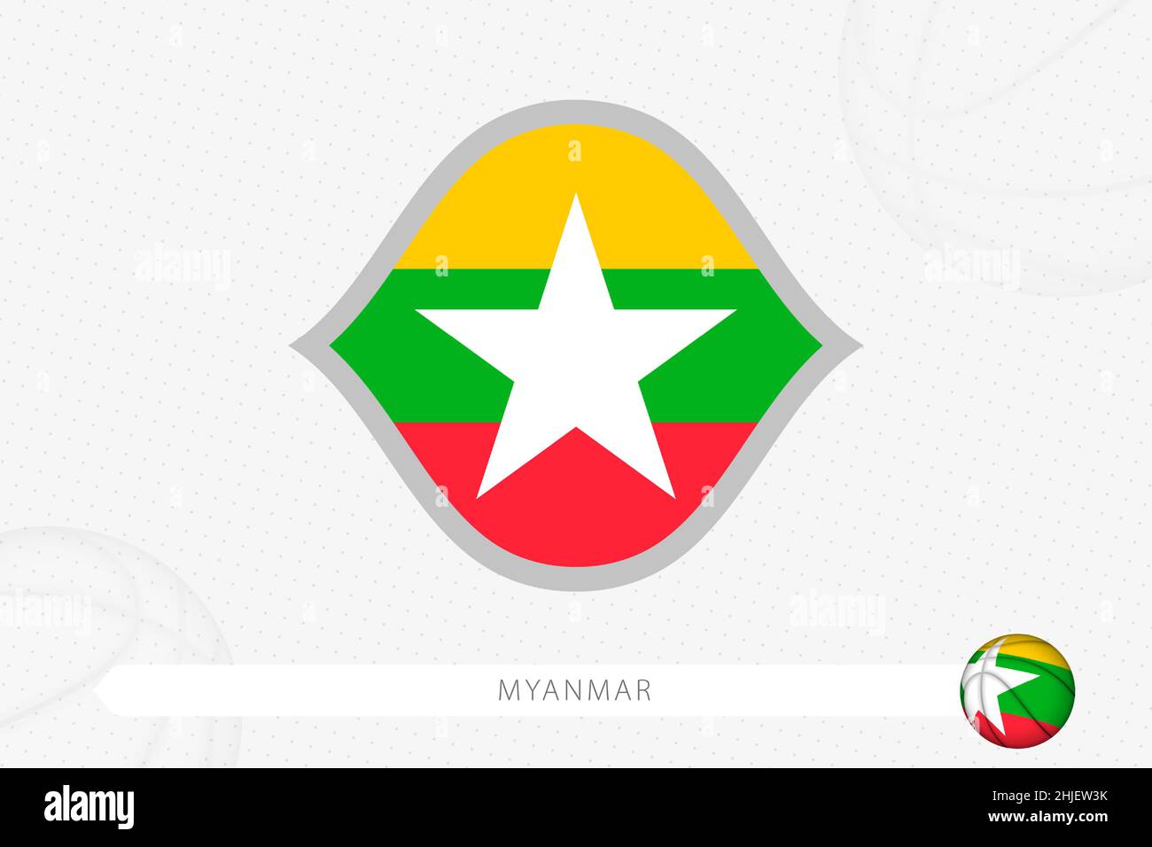 Myanmar flag for basketball competition on gray basketball background ...