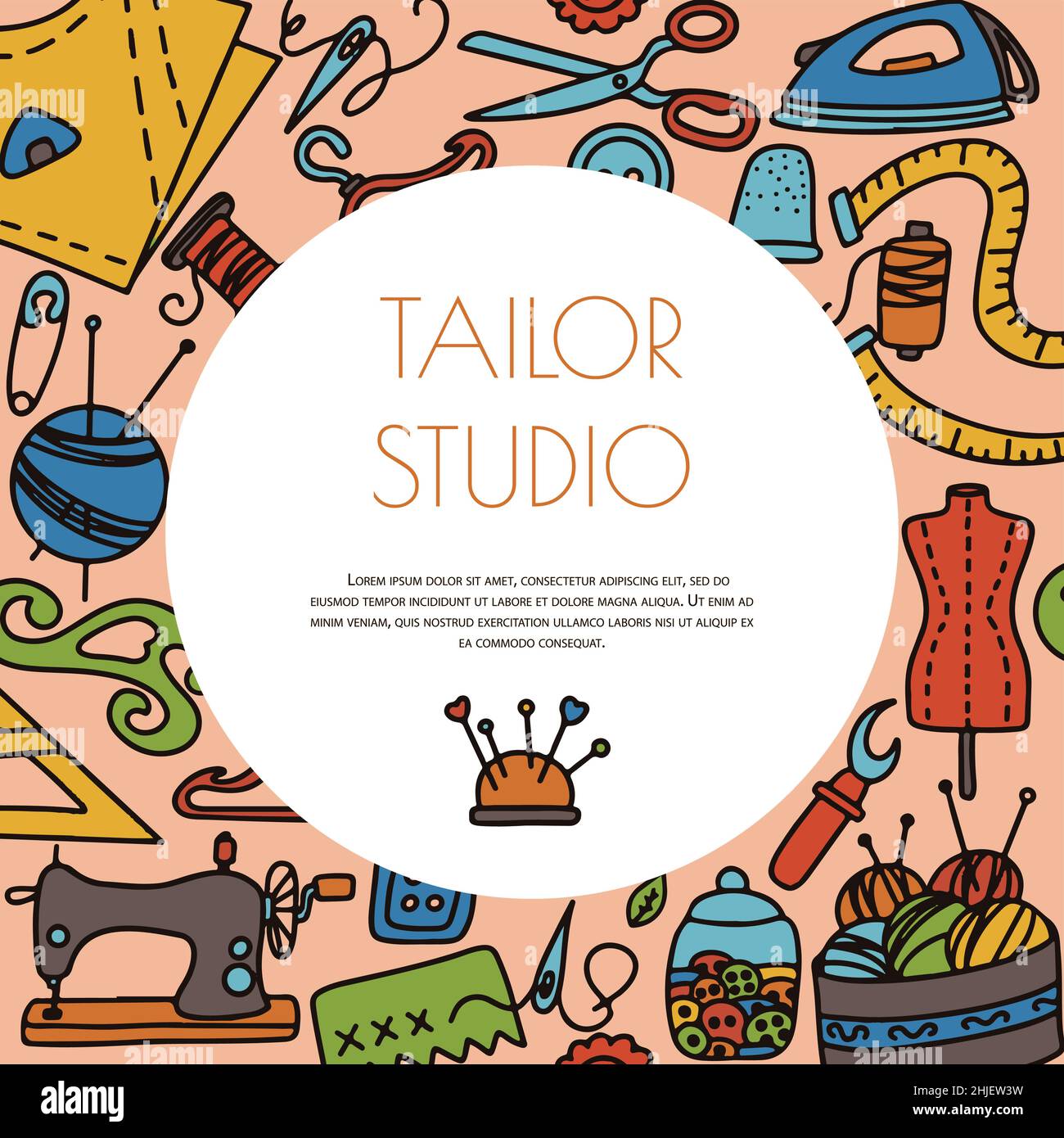 Vector doodle sewing banners. Vector sewing store sale, tailor studio ...