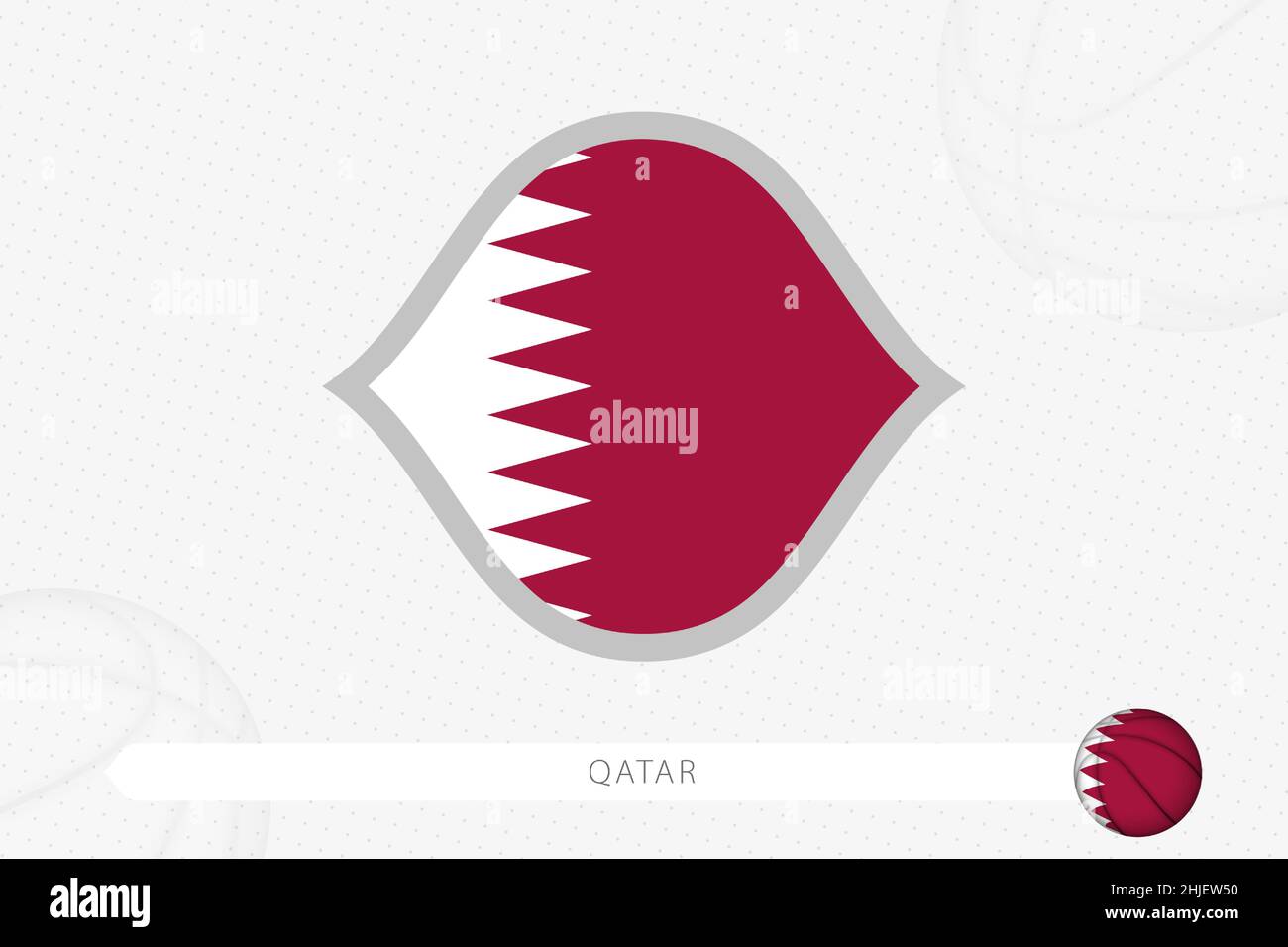 Qatar flag for basketball competition on gray basketball background ...