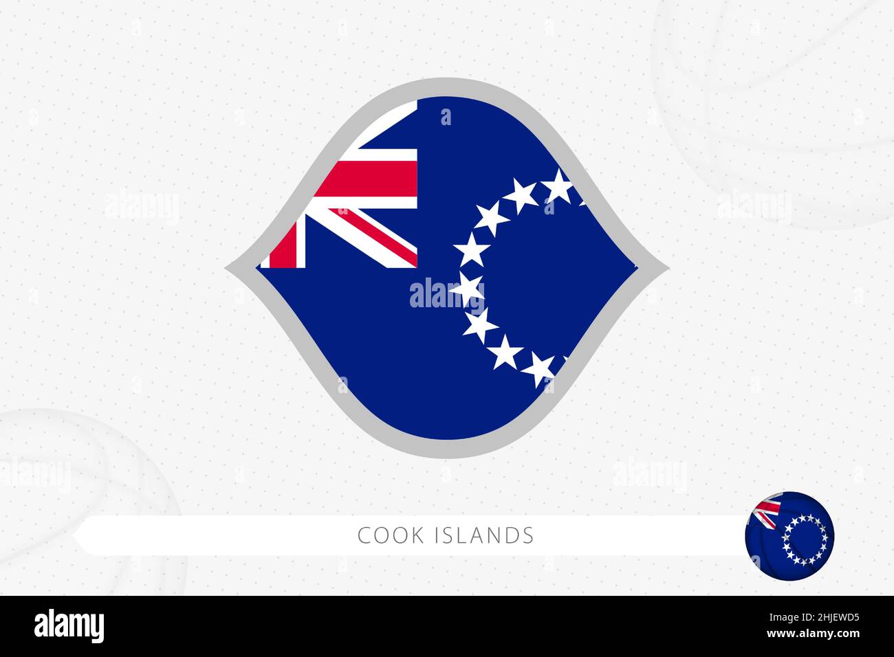 Cook Islands flag for basketball competition on gray basketball ...