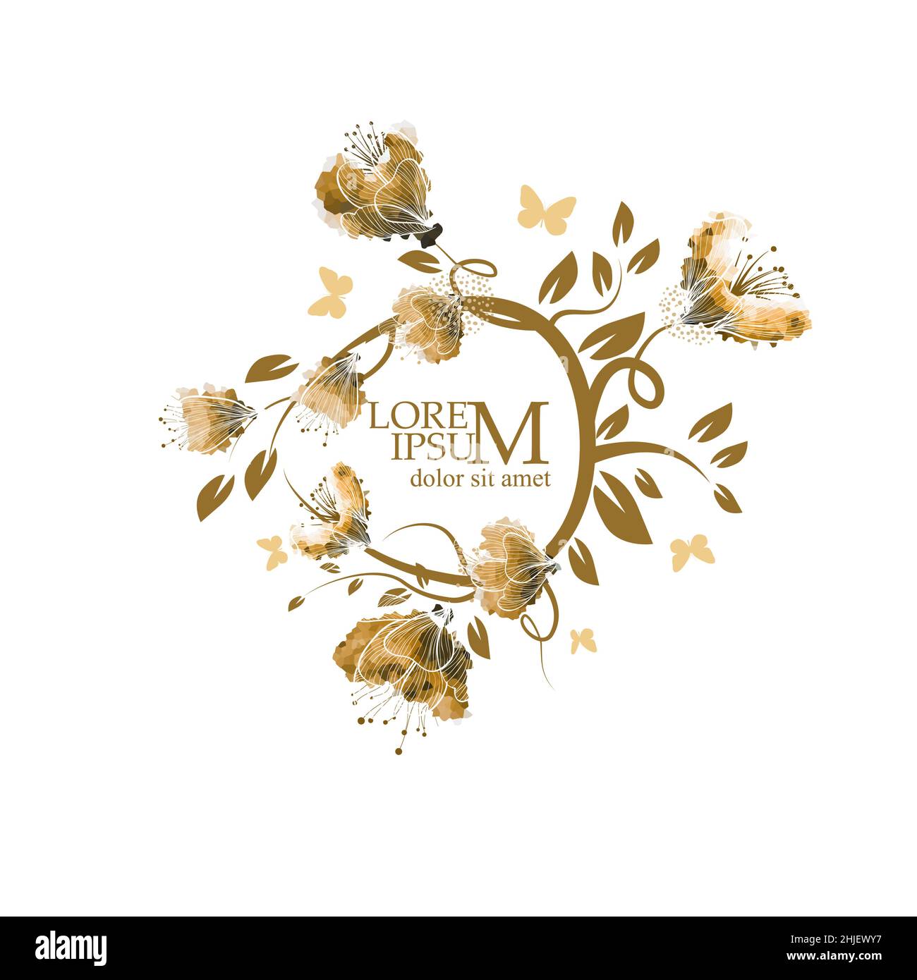 A wreath of beige flowers. Vector illustration Stock Vector Image & Art ...