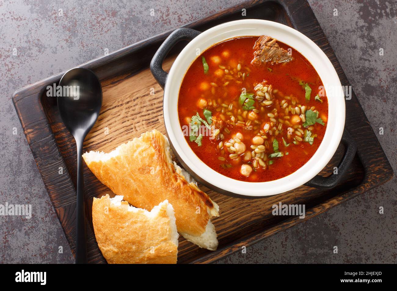 Chorba Frik is a traditional soup made from lamb, cracked wheat ...