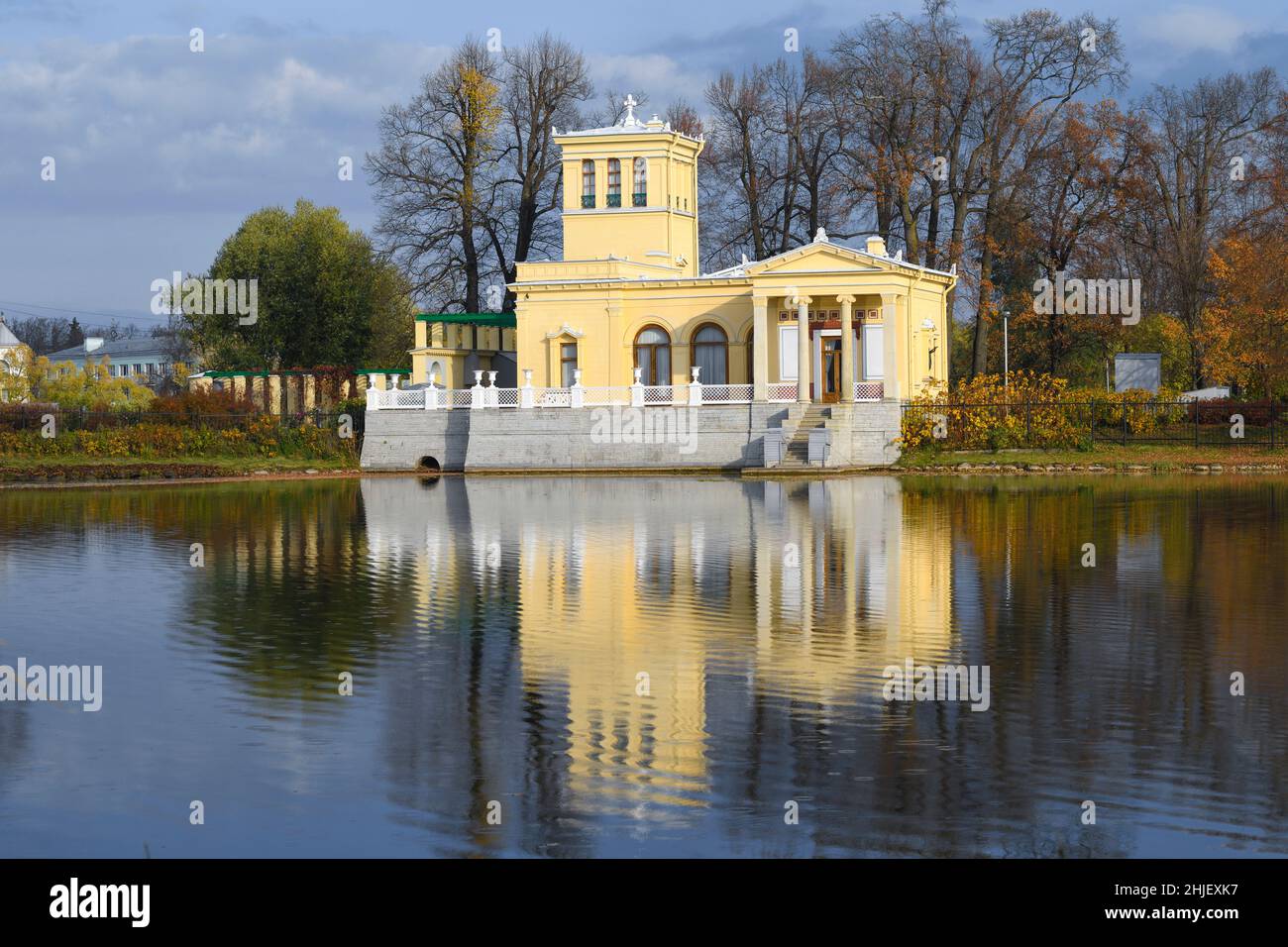 PETERHOF, RUSSIA - OCTOBER 13, 2021: View of the old Tsaritsyn pavilion ...