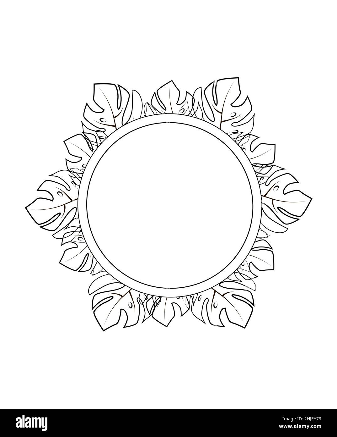 Round frame of leaf. Exotic leaves and plants, collected in a ...