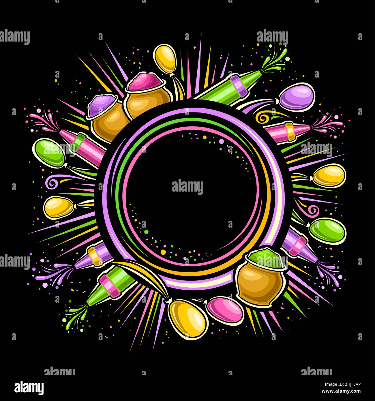 Vector Frame for Holi Festival with copy space for text, decorative ...
