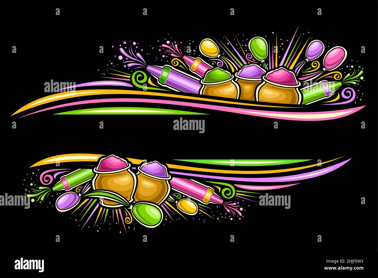 Vector Border for Holi Festival with copy space for text, horizontal ...