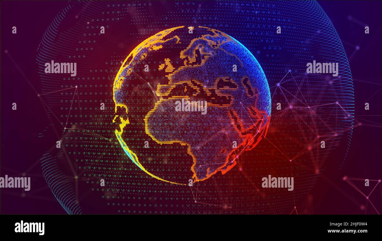 World map point, line, composition representing global, network ...